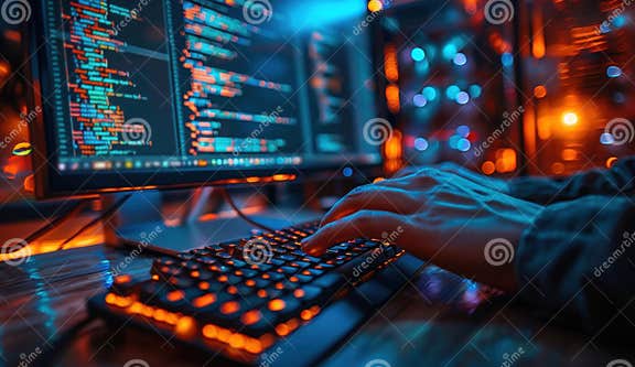 Person Typing on a Keyboard in Front of a Computer Screen Displaying ...