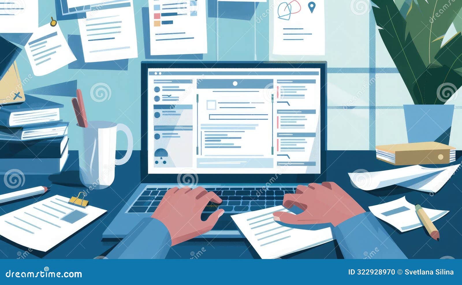 Person Typing on Laptop with Questionnaire Quality Check Document on ...