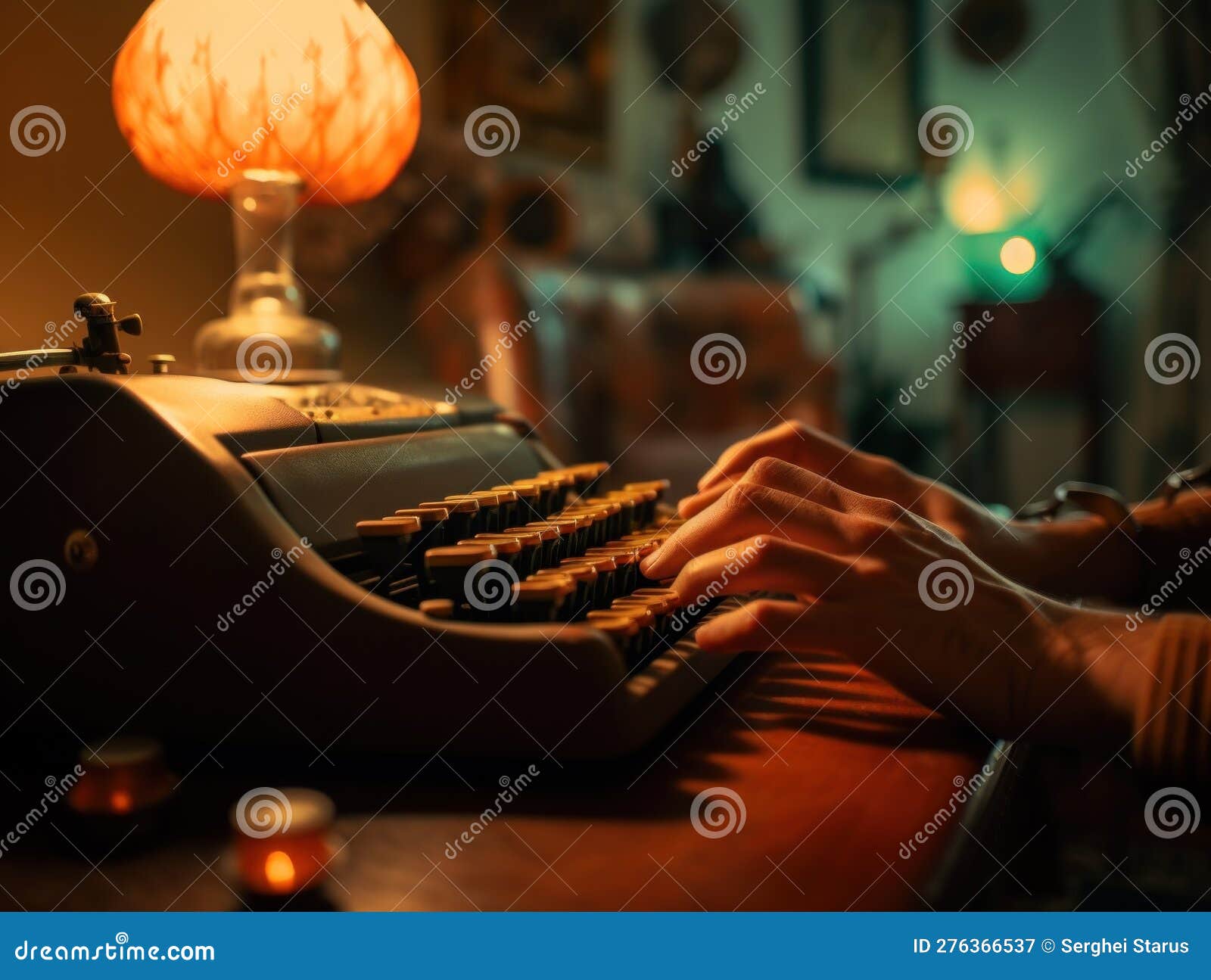 A Person Typing on an Old Fashioned Typewriter. AI Generative Image ...