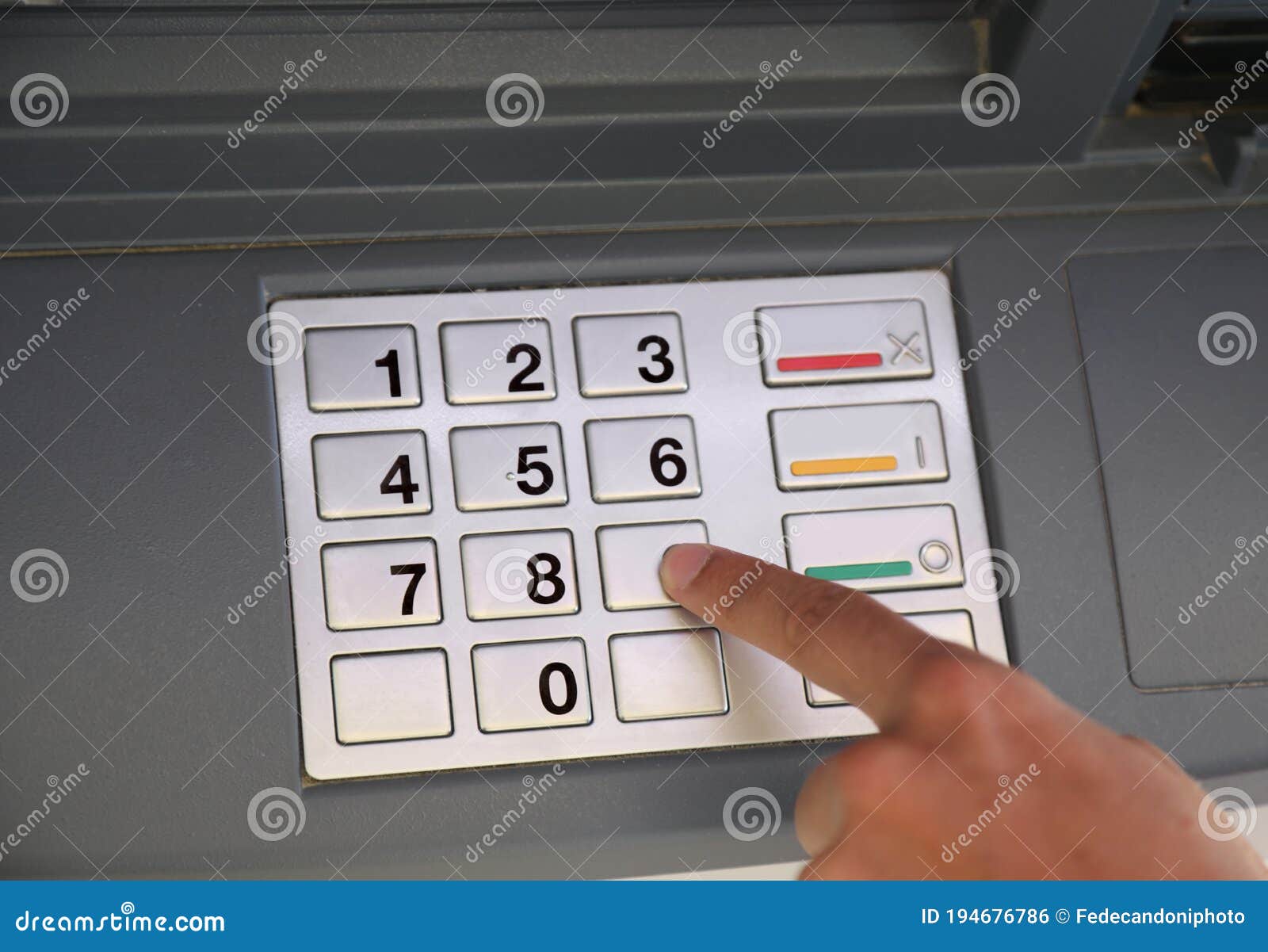 Person Typing the Secret Code into the ATM Machine Stock Photo - Image ...