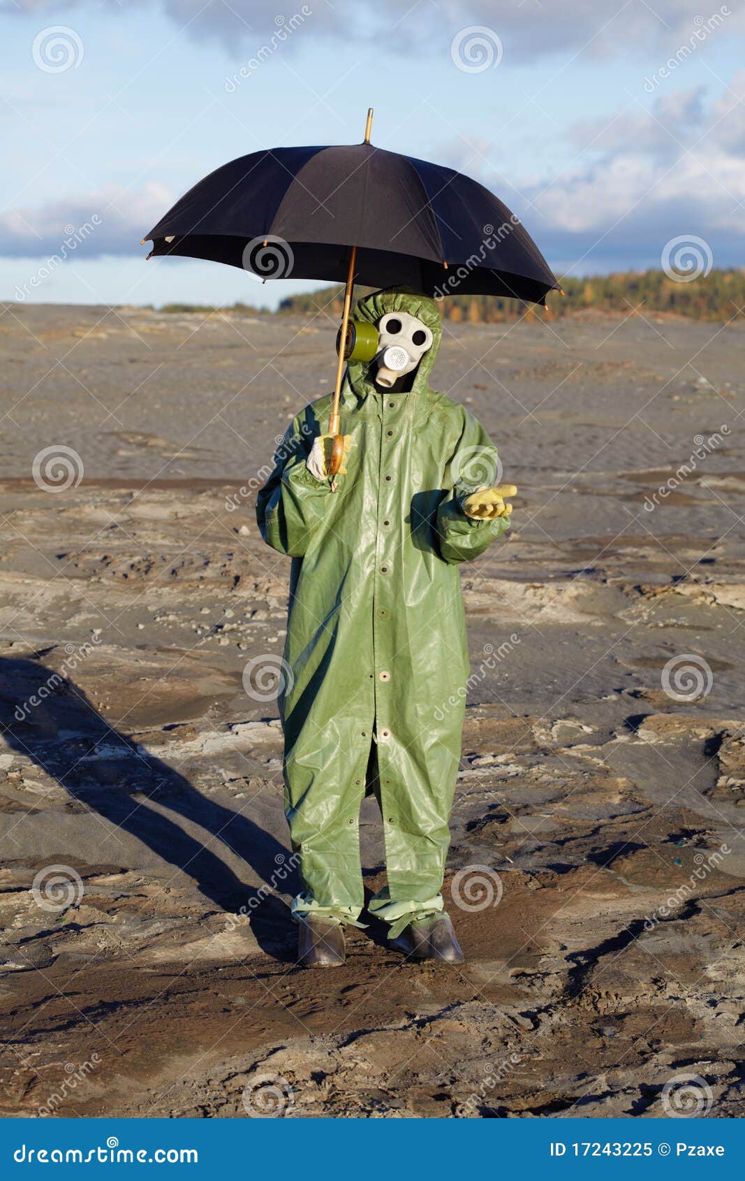 Person with Umbrella Waits Radioactive Rain Stock Image - Image of ...