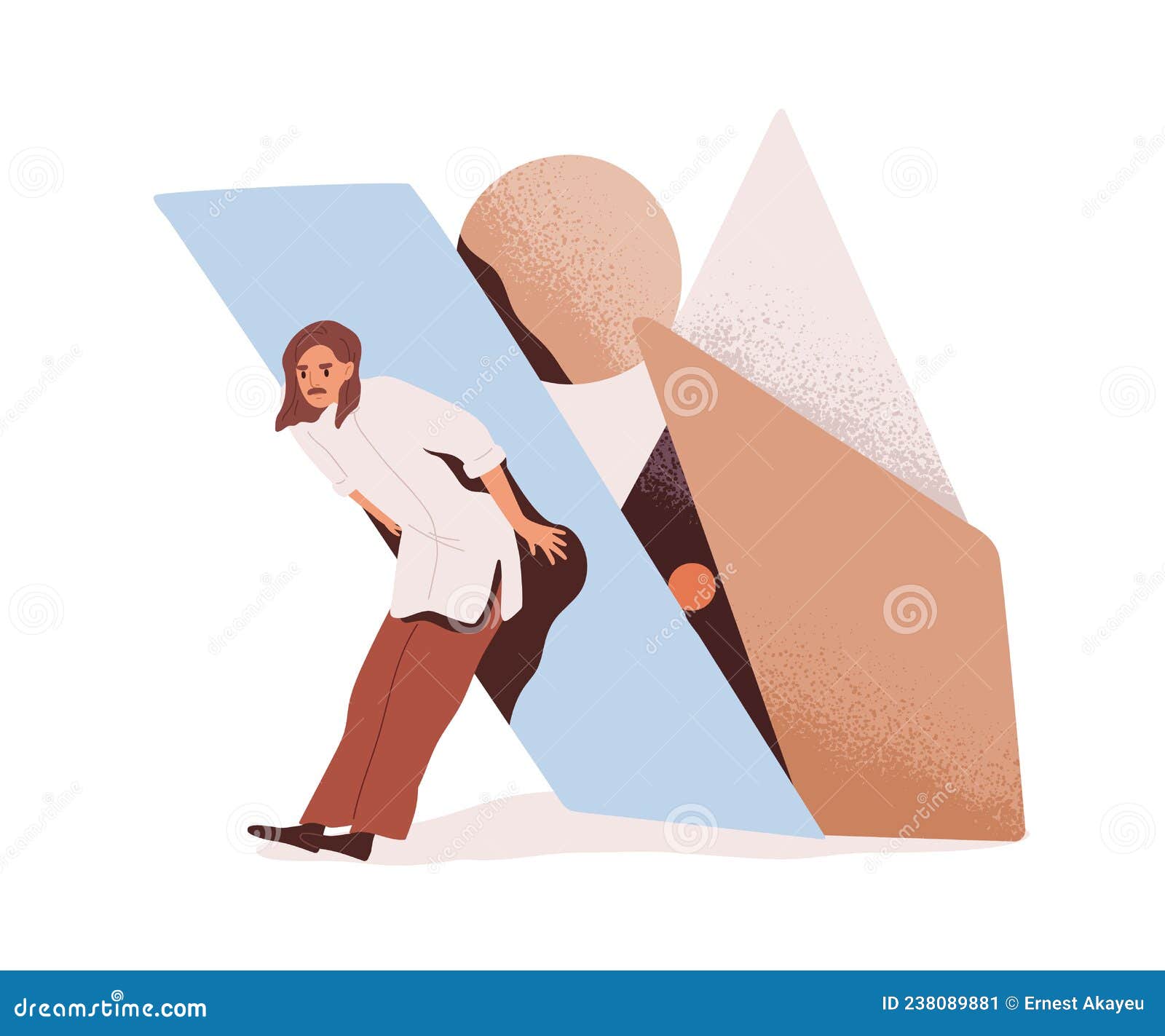 Person Under Heavy Burden Pressure, Loaded With Tasks. Problems And ...