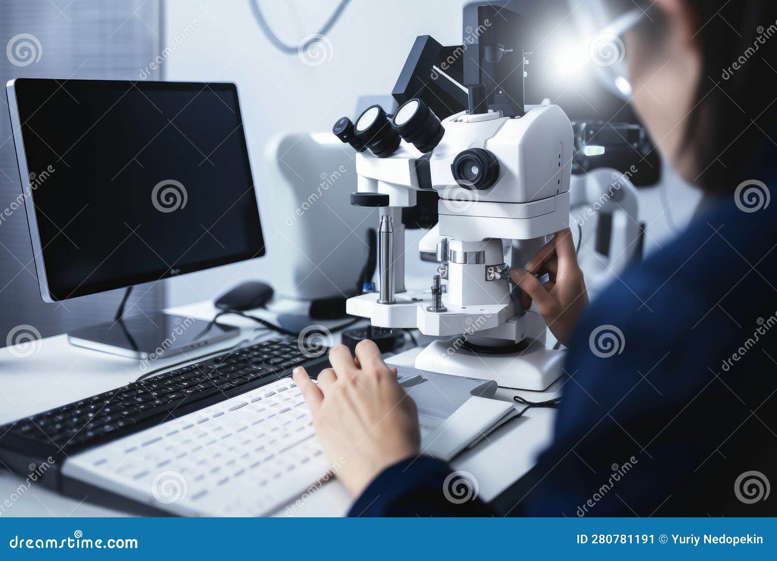 Moderm Computerized Eye Examination. Generative AI Stock Illustration ...