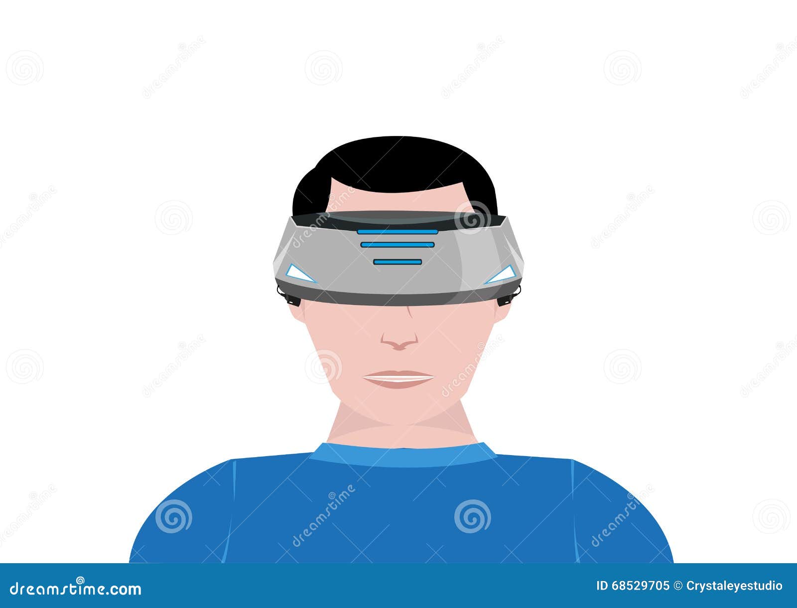 A Person Uses a Virtual Reality Device for 360 Video Gaming. Editable ...