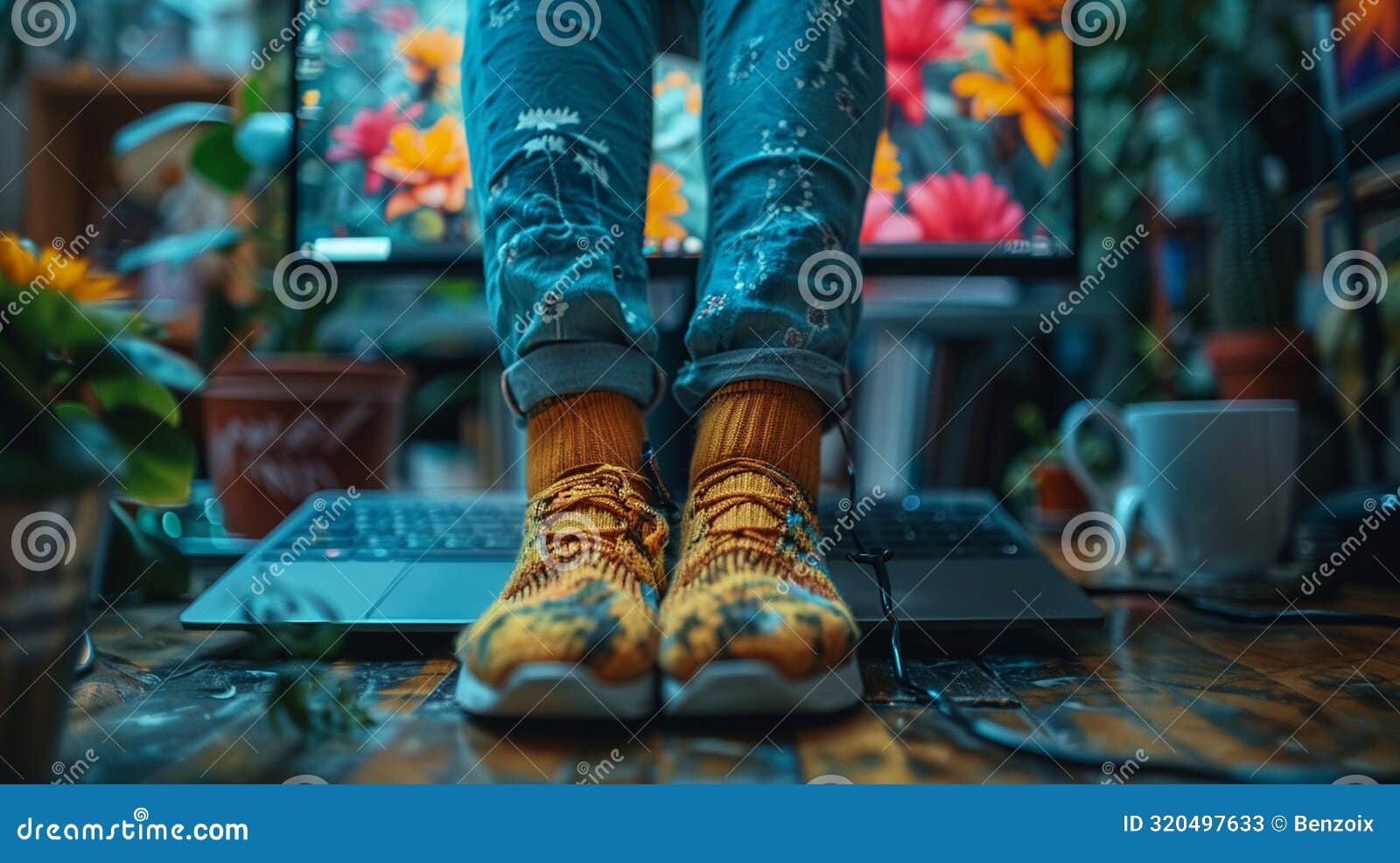 A Person Using Assistive Technology at Work Inclusive Environment Stock ...