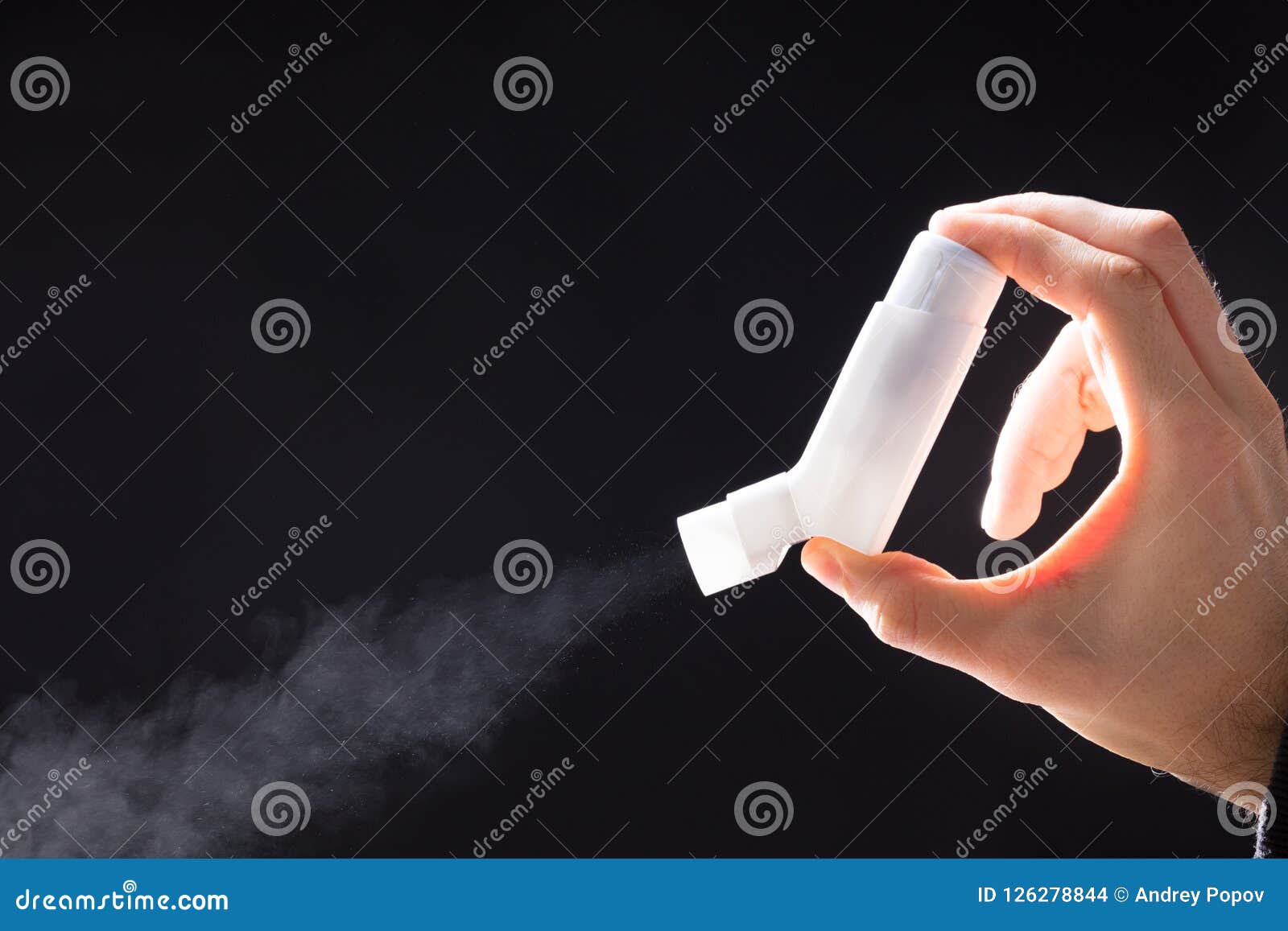 Person Using Asthma Inhaler Stock Photo - Image of inhaling, breathing ...