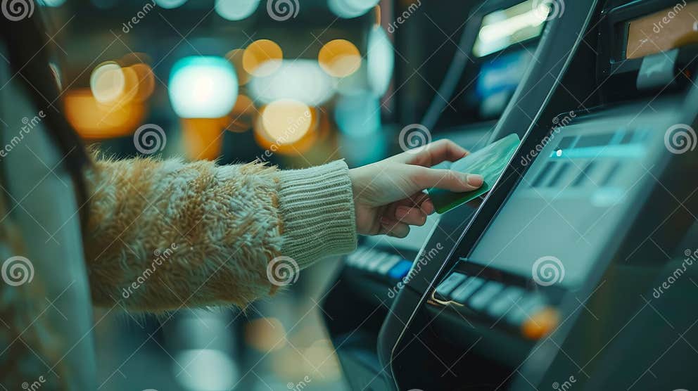 Person Using an ATM Machine. Stock Photo - Image of balance, access ...