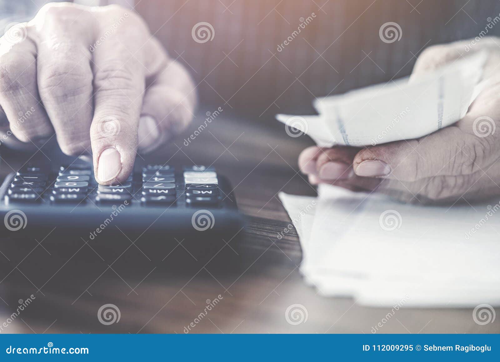 Person Using Calculator and Counting Bills Stock Image - Image of bank ...