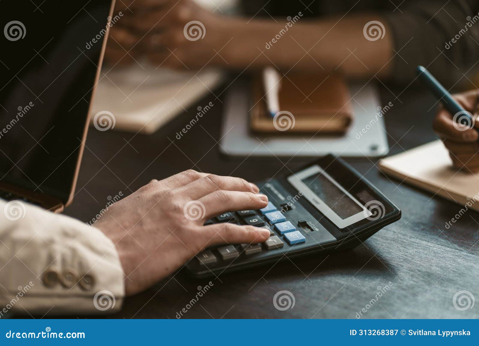 Person Using Calculator At Desk Stock Image Image Of Person Office