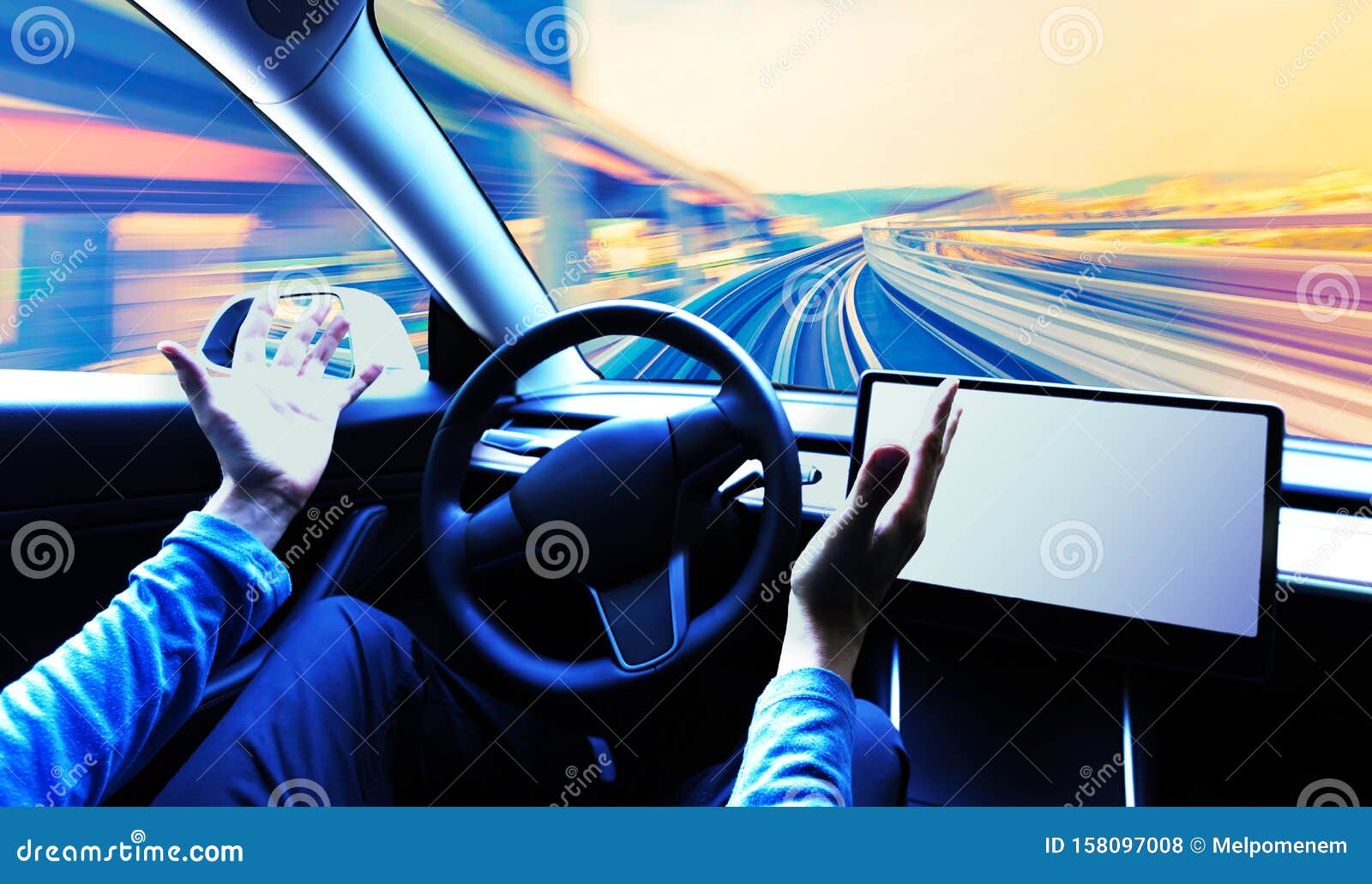 Person Using a Car in Autopilot Mode Stock Photo - Image of future ...