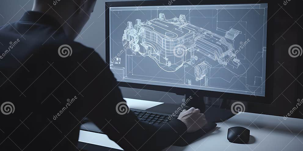 A Person Using a Computer-aided Design CAD Software To Cr One Created ...
