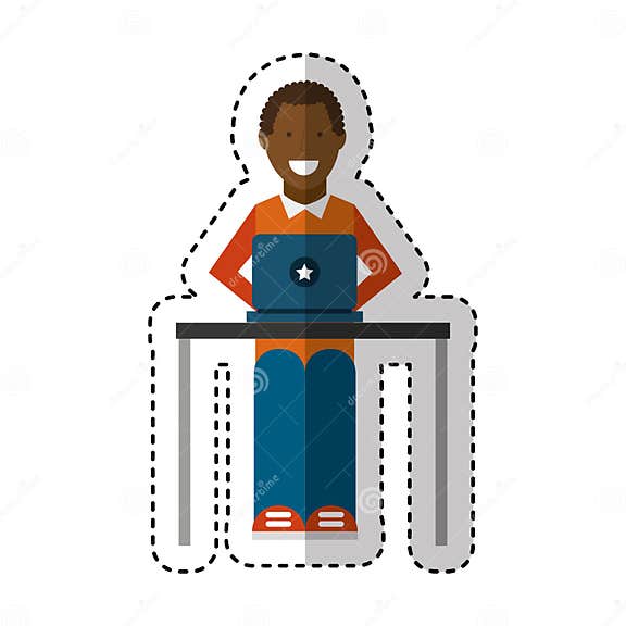 Person using computer icon stock illustration. Illustration of ...