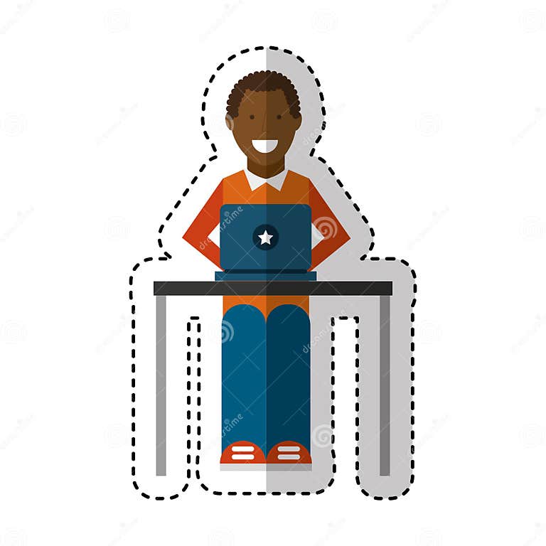 Person using computer icon stock illustration. Illustration of ...