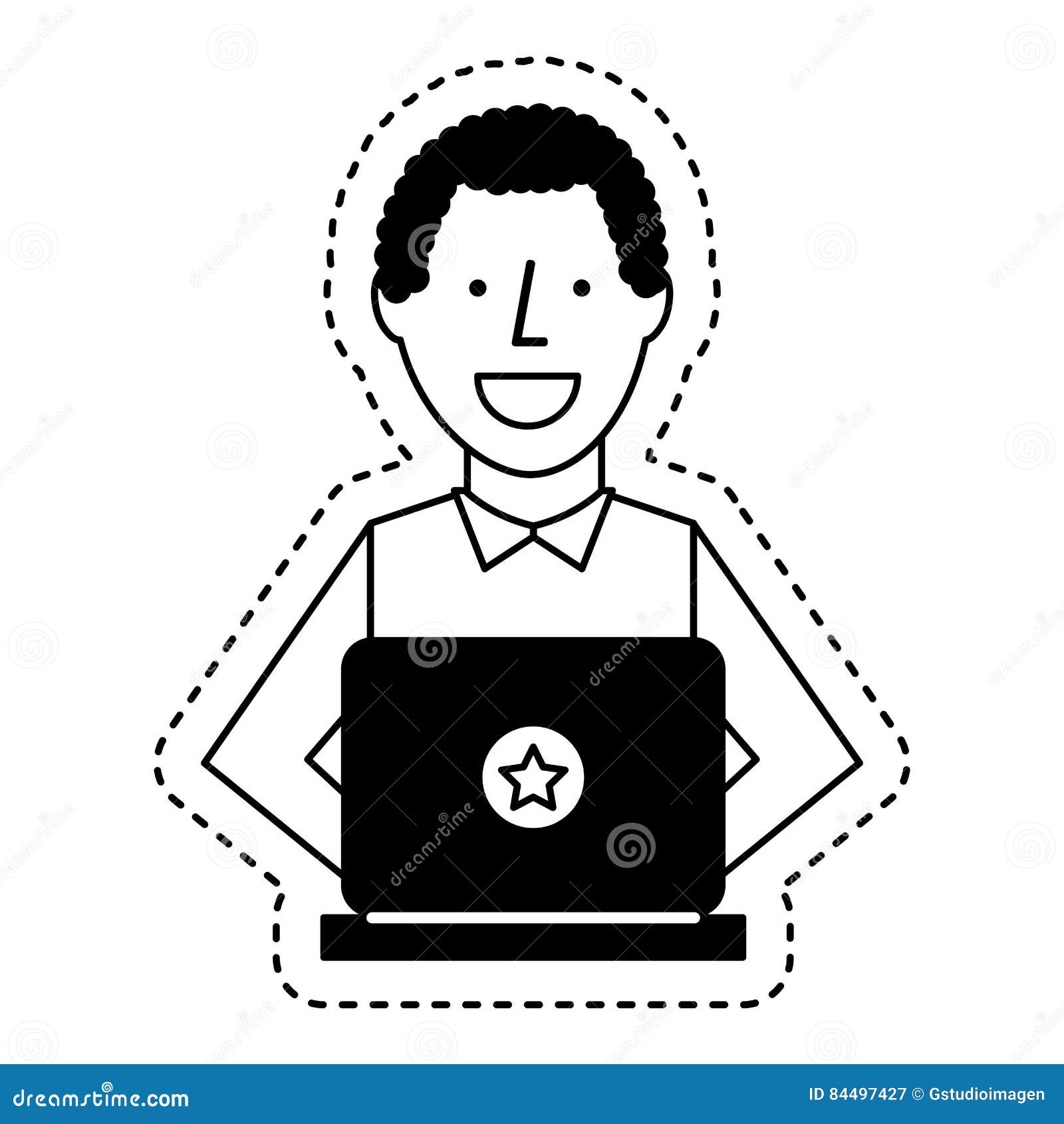 Person using computer icon stock illustration. Illustration of success ...