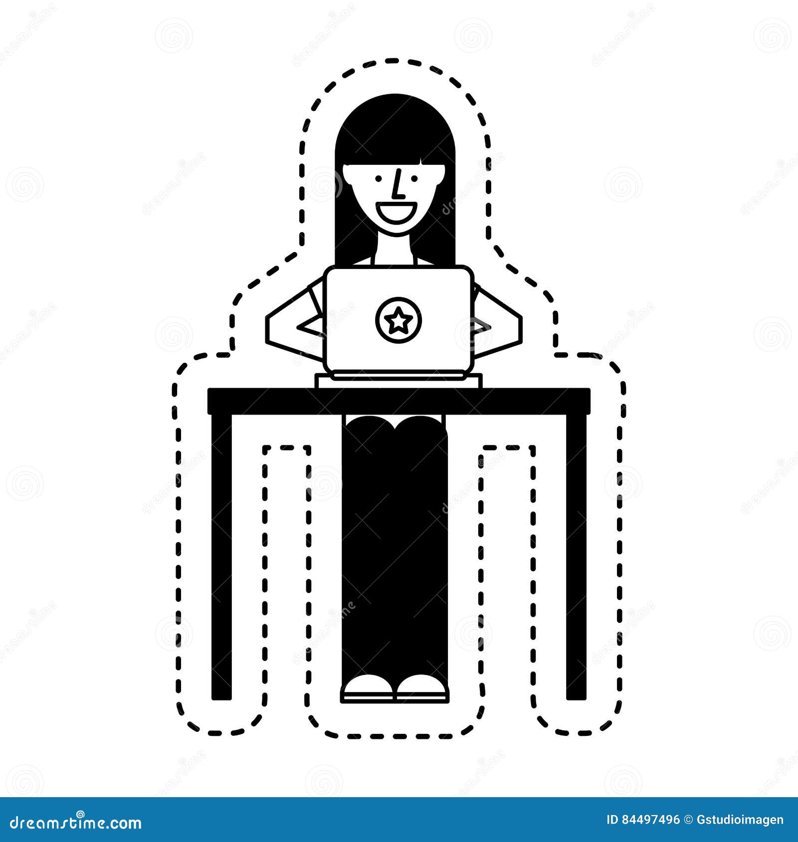 Person using computer icon stock illustration. Illustration of typing ...