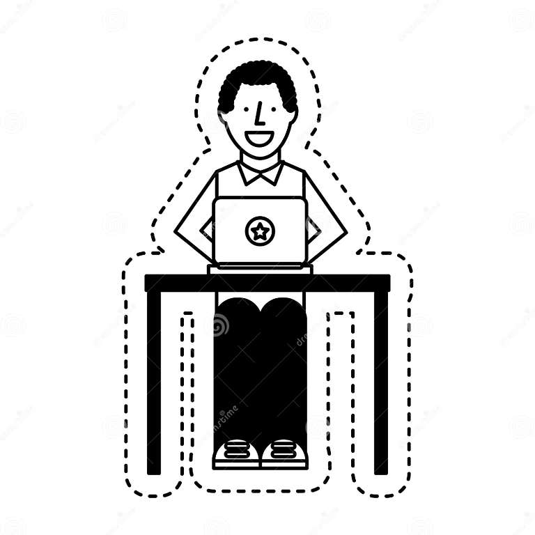 Person using computer icon stock illustration. Illustration of ...