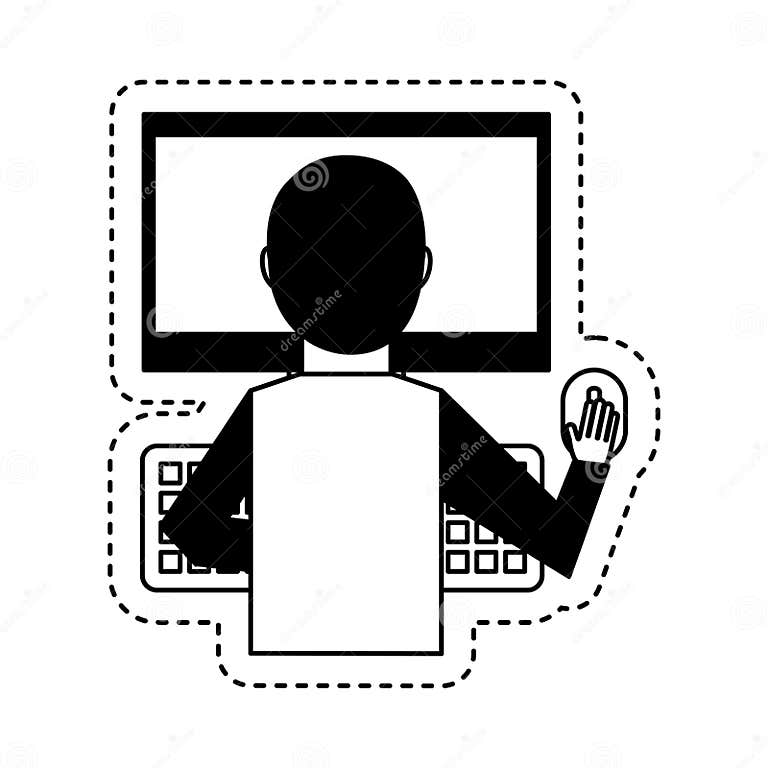 Person using computer icon stock illustration. Illustration of computer ...