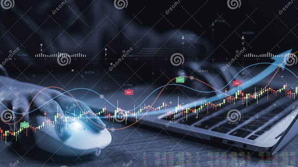 A Person is Using a Computer Mouse To Navigate a Graph on a Laptop ...