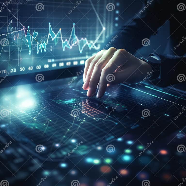 A Person is Using a Computer To Manipulate a Graph Stock Photo - Image ...