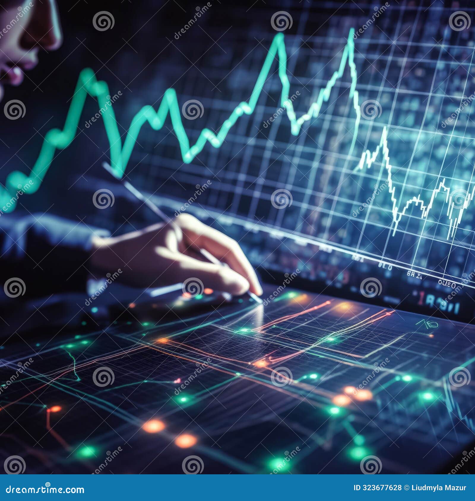 A Person is Using a Computer To Manipulate a Graph. Stock Photo - Image ...