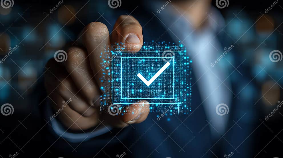 A Person Using a Digital Interface To Confirm an Action with a ...
