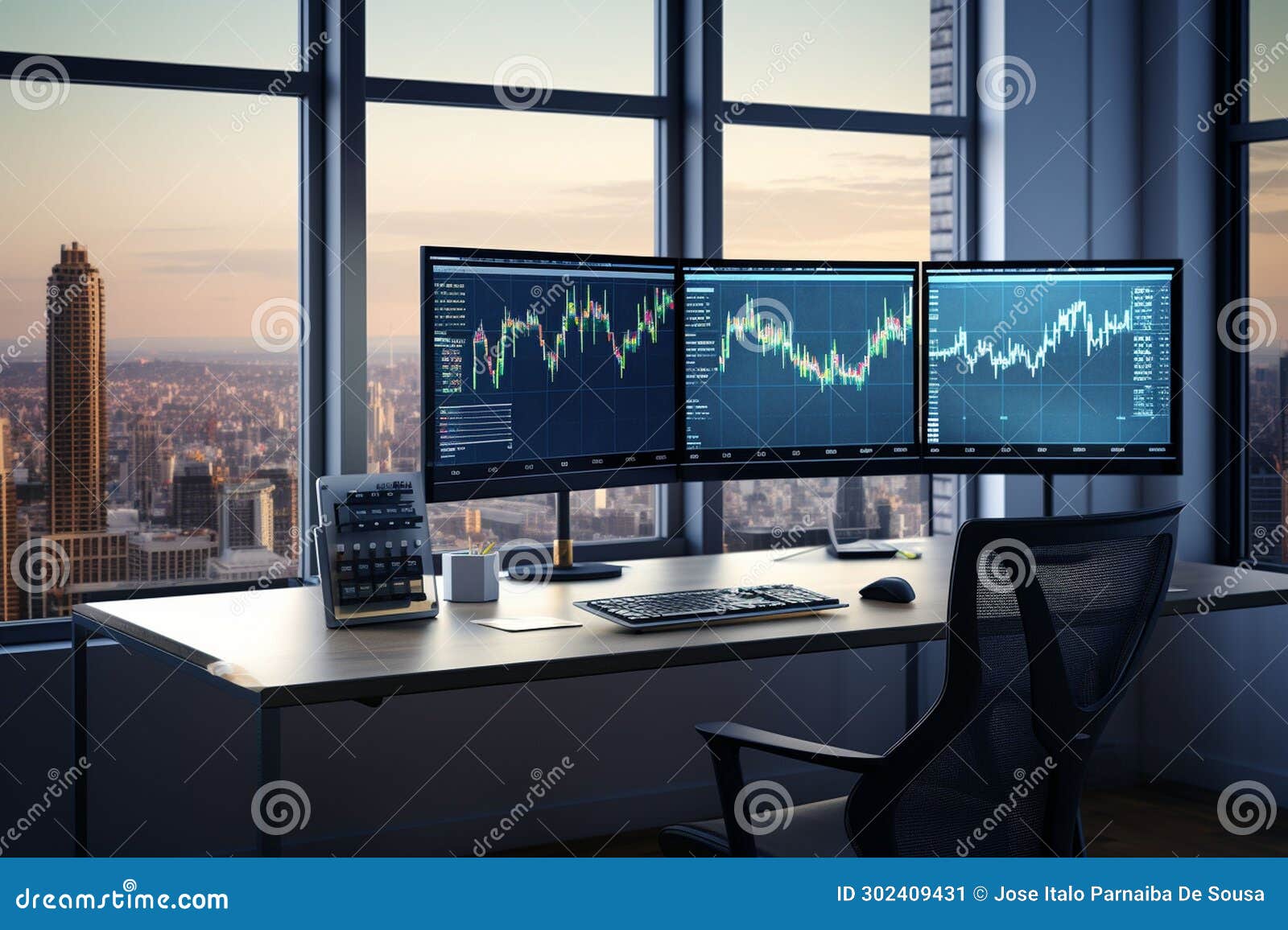 Dual Two Monitor Stock Transaction Terminal Desk Vector Illustration ...