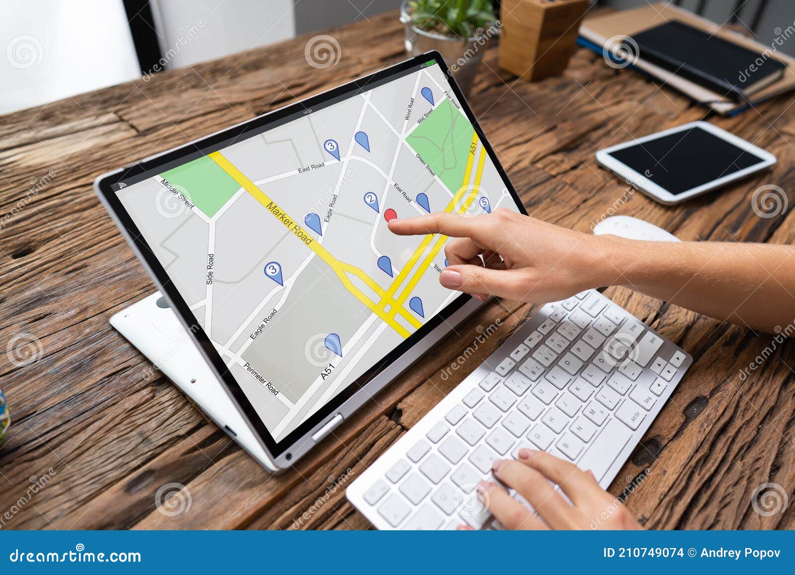 Person Using GPS Map on Laptop Stock Photo - Image of digital ...