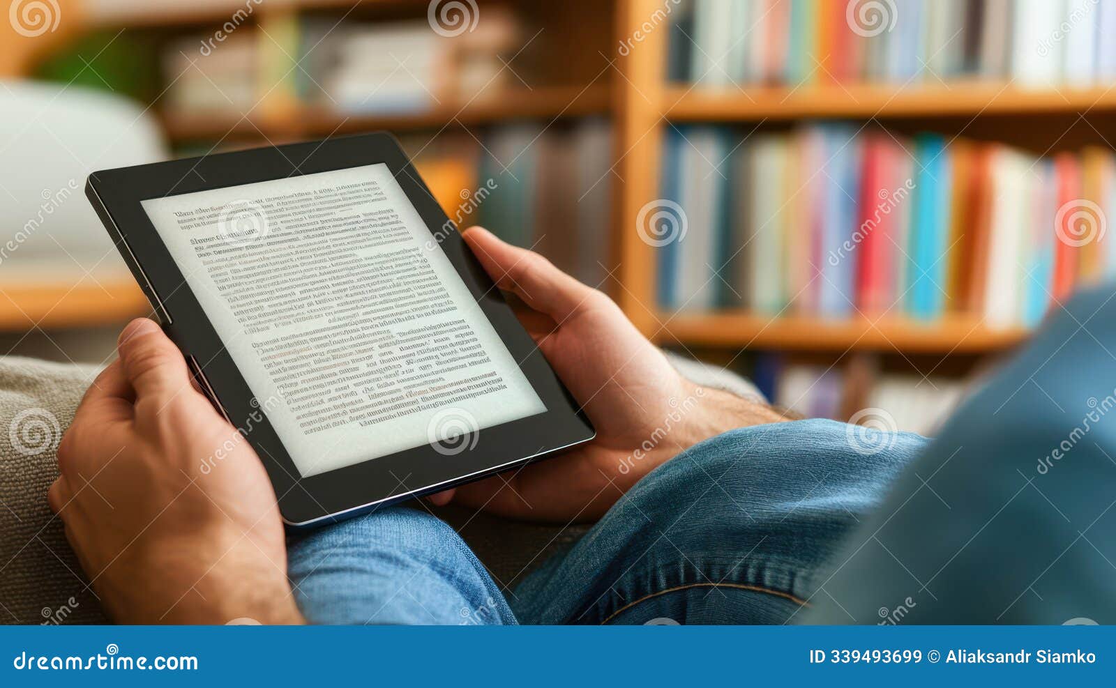 Person Using a High-tech E-reader with an E-ink Display for Reading ...