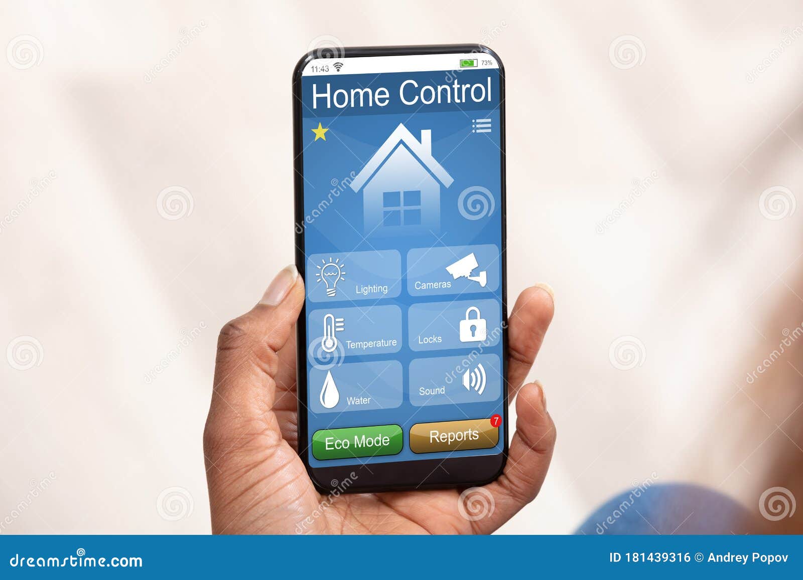 Person Using Home Control System on Mobile Phone Stock Photo - Image of ...