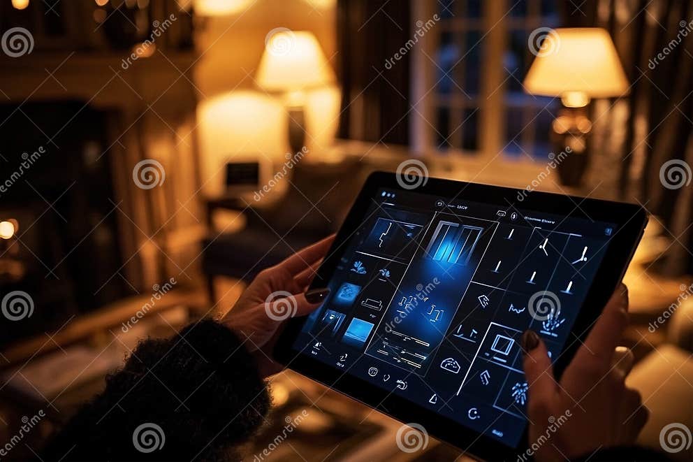 IPad Smart Home Control Managing Lighting and Temperature in a Modern ...
