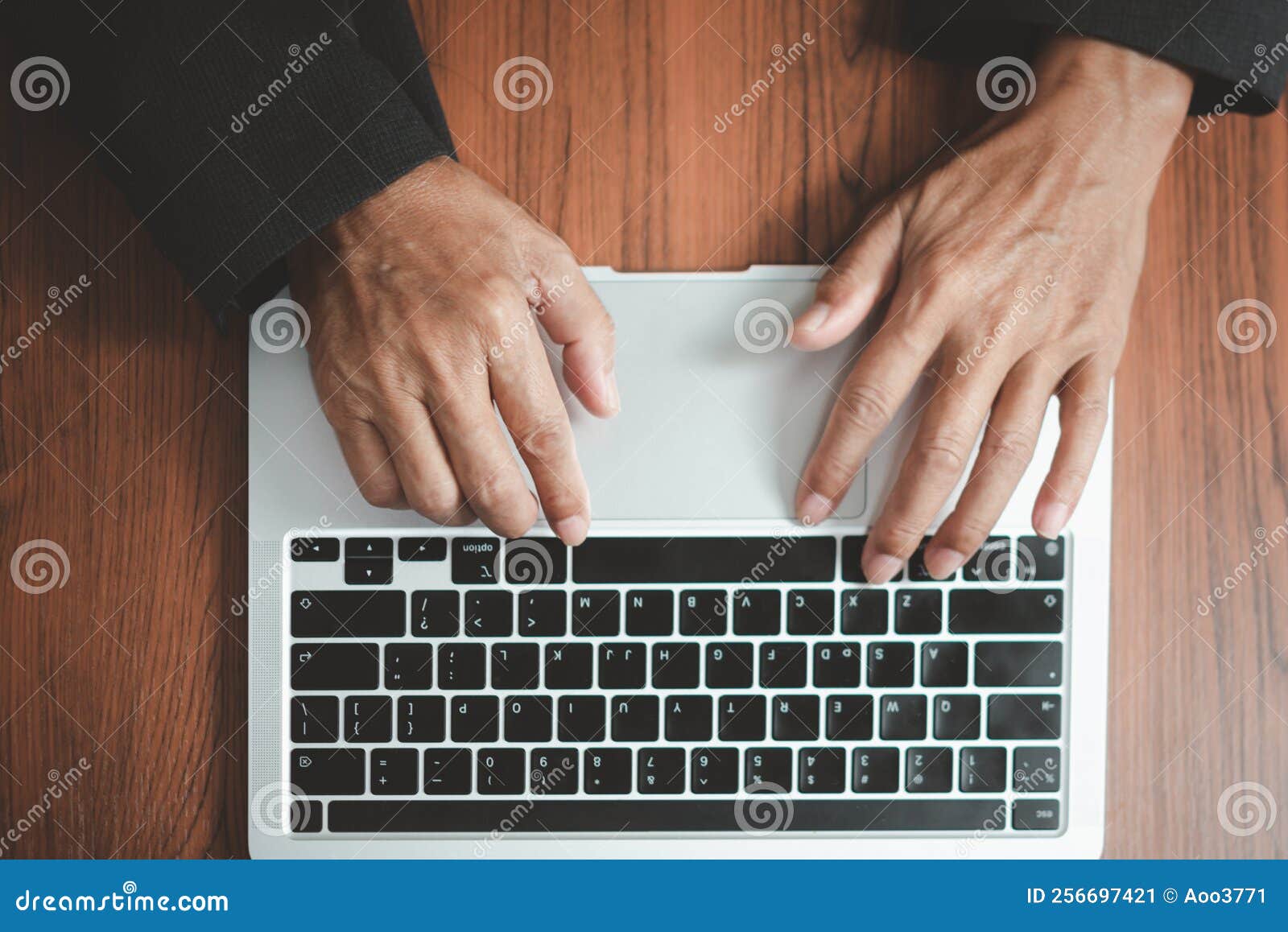 Person Using Keyboard Computer Laptop Digital Technology Top View on ...