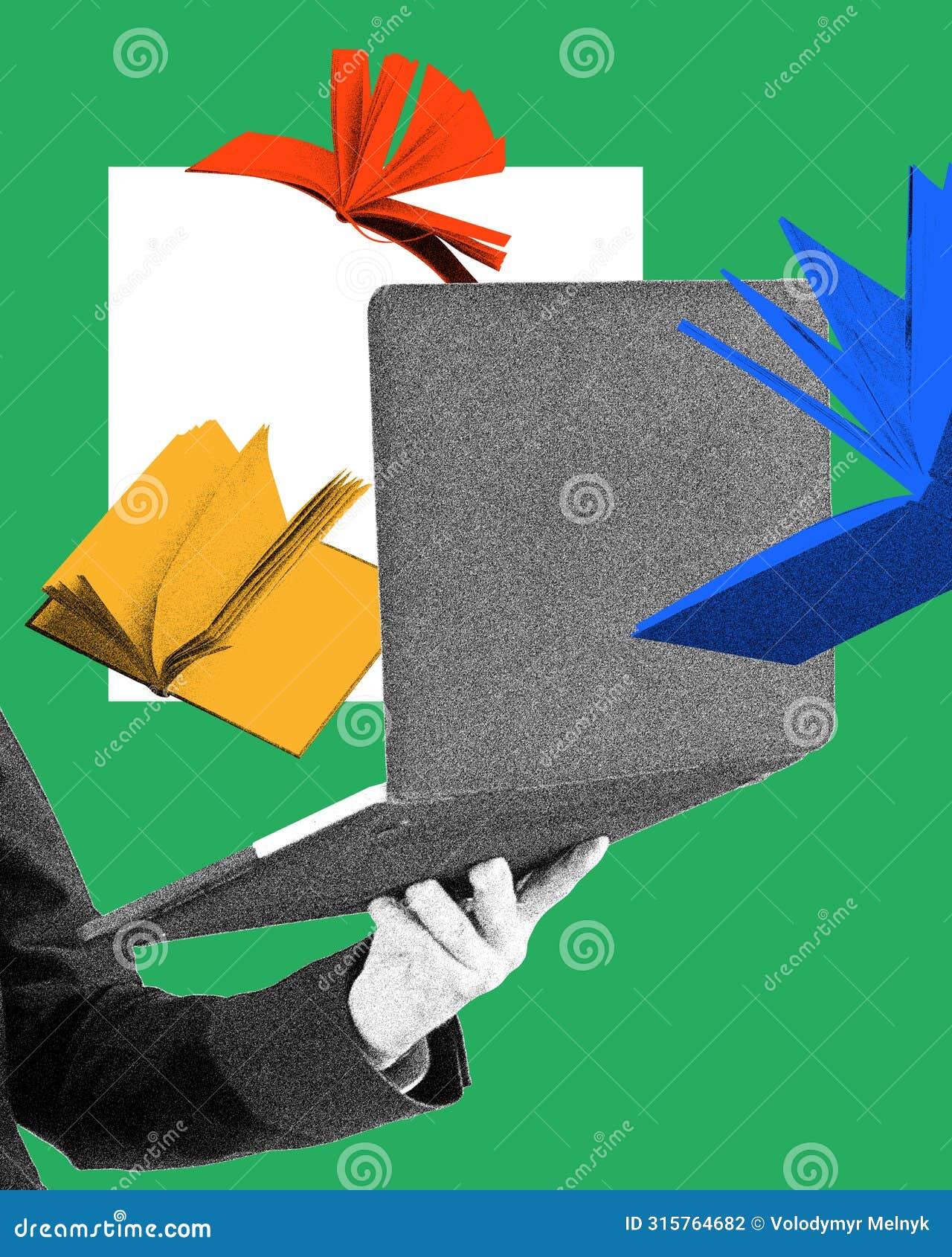 Person Using Laptop and Books. Dynamic and Immersive Learning ...