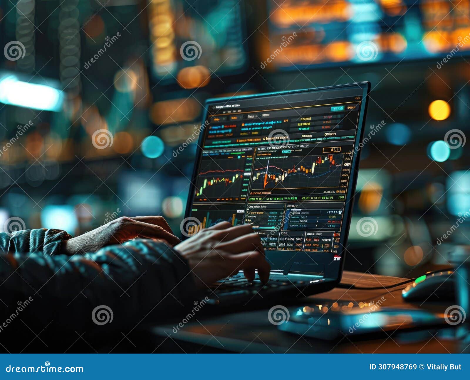 Person Using Laptop Computer on Desk. Generative AI Stock Image - Image ...