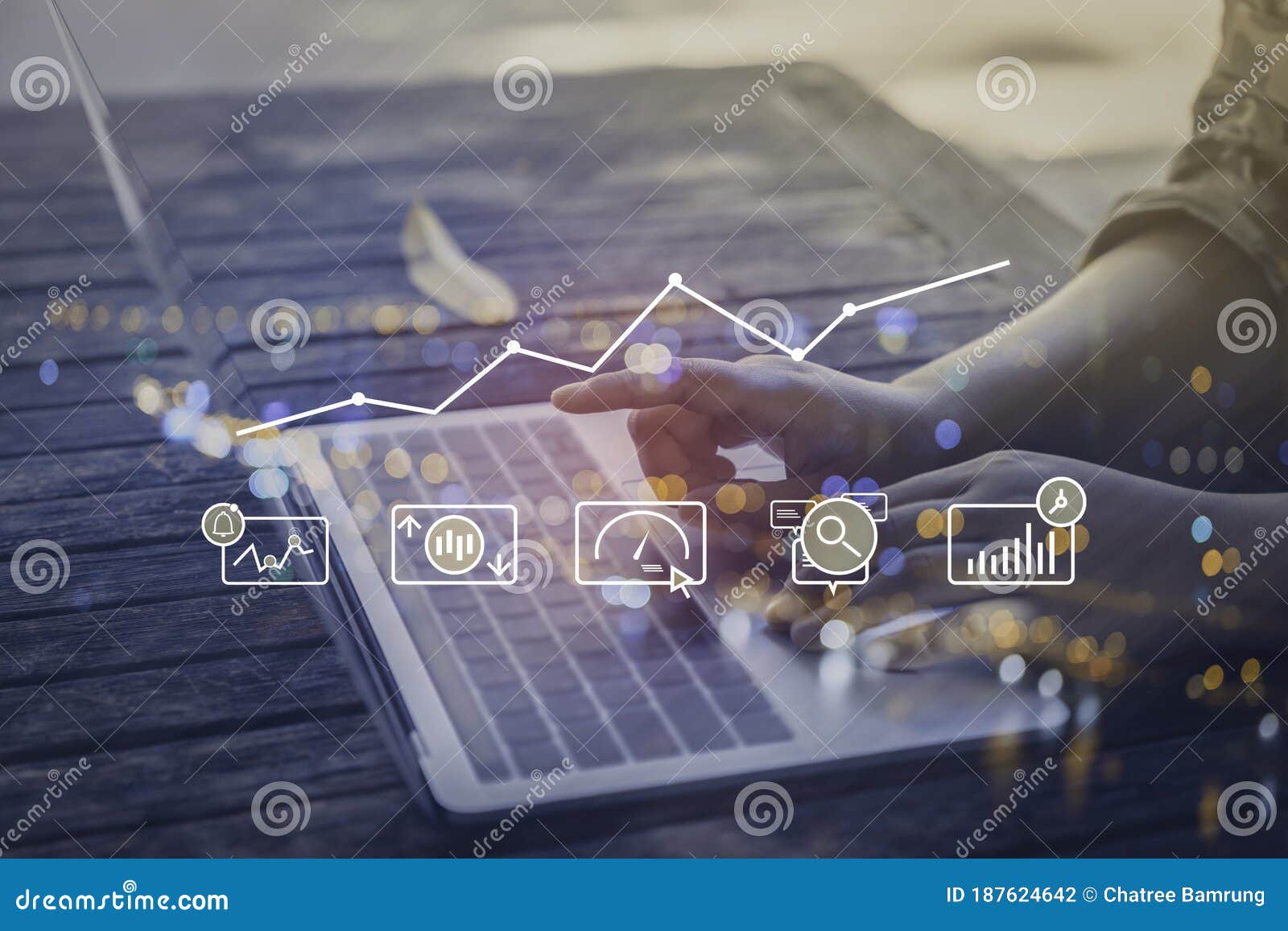 Person Using a Laptop Computer with DIgital Marketing Technology ...