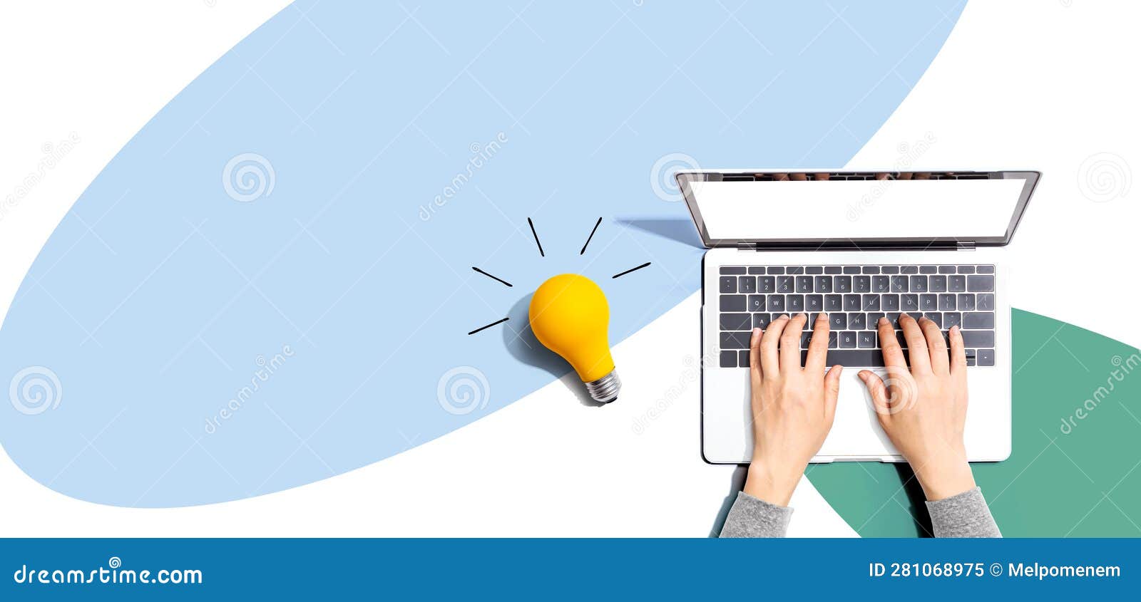 Person Using a Laptop Computer and a Light Bulb Stock Image - Image of ...