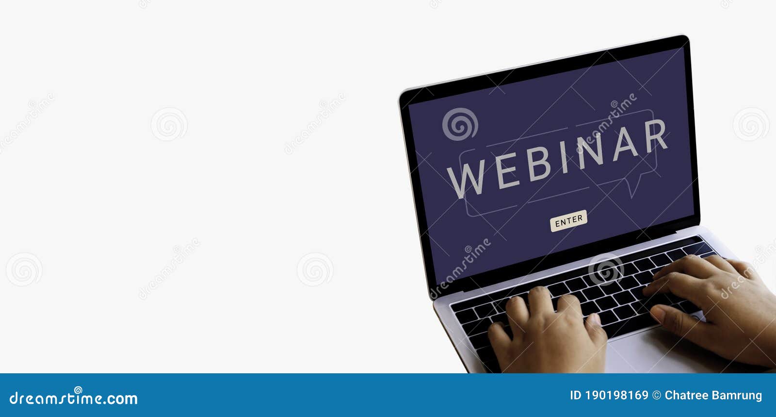 Person Using Laptop Computer for Online Training Webinar. E-learning ...