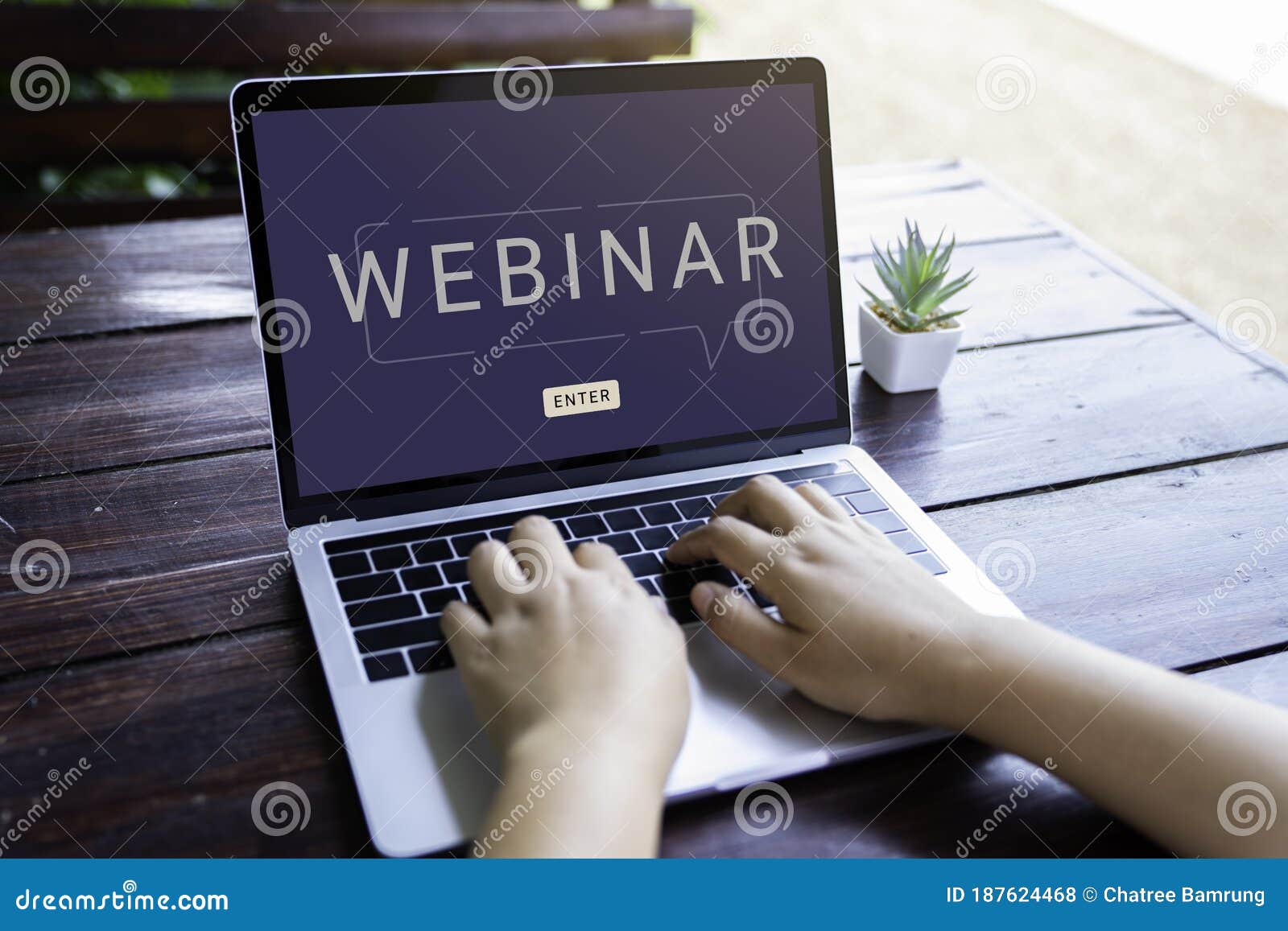 Person Using a Laptop Computer for Online Training Webinars. Stock ...