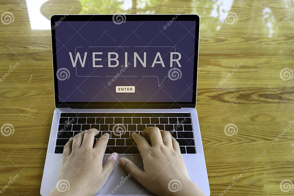 Person Using a Laptop Computer for Online Training Webinars. Stock ...