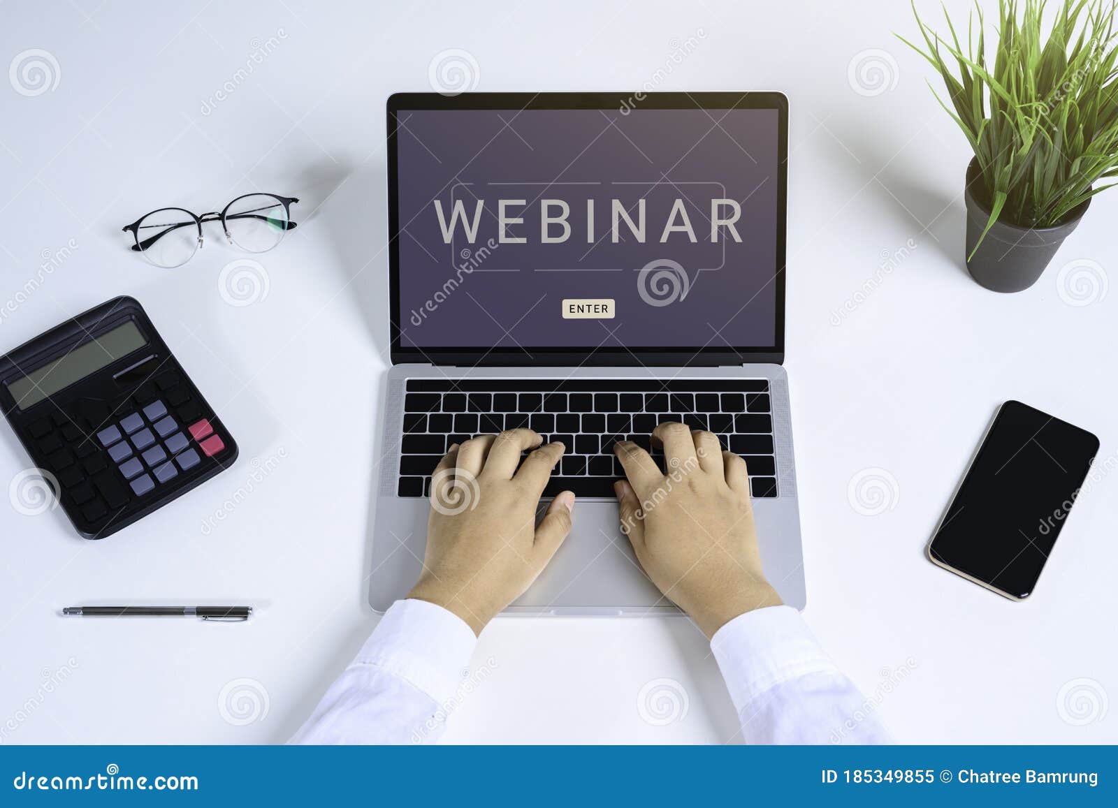 Person Using a Laptop Computer for Online Training Webinars. Stock ...