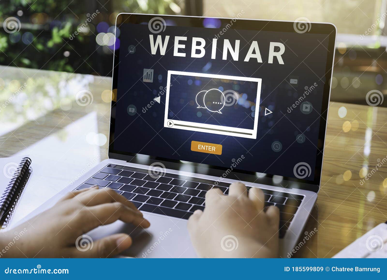Person Using a Laptop Computer for Online Training Webinars. Stock ...
