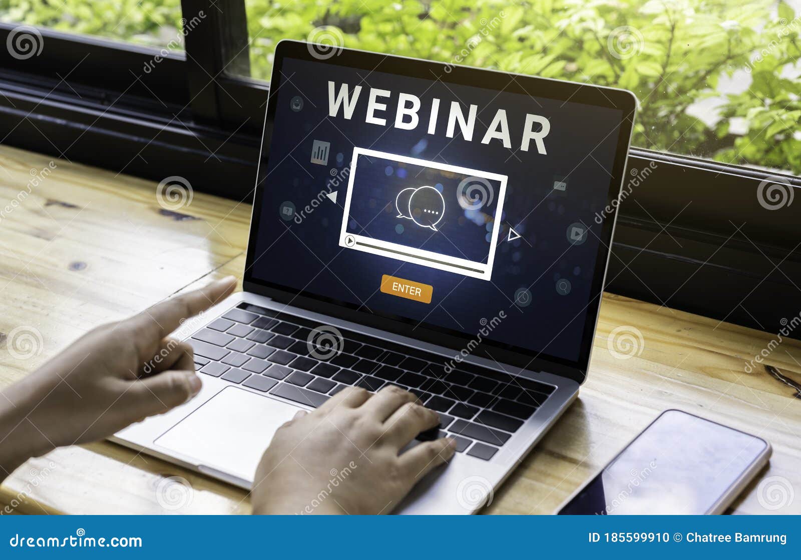 Person Using a Laptop Computer for Online Training Webinars. Stock ...