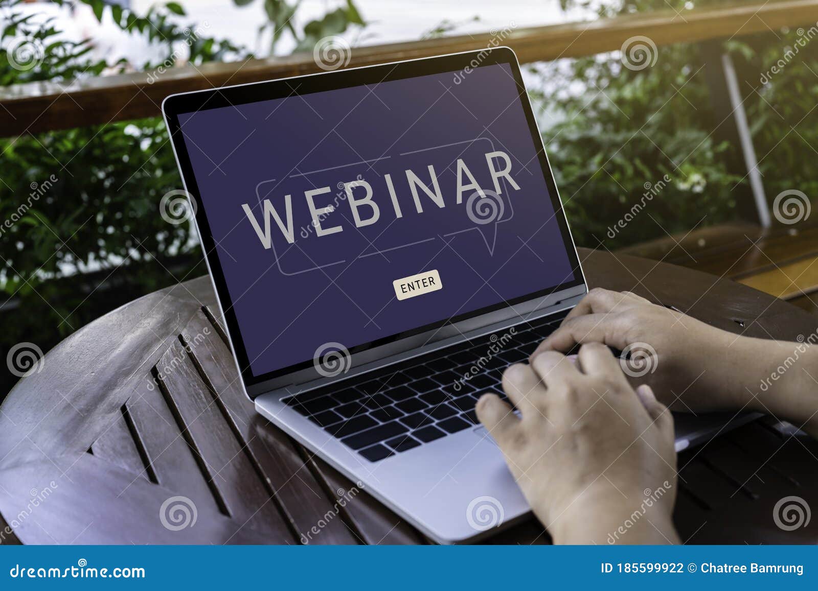 Person Using a Laptop Computer for Online Training Webinars. Stock ...