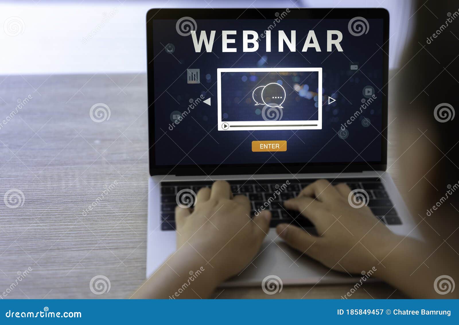 Person Using a Laptop Computer for Online Training Webinars. Stock ...