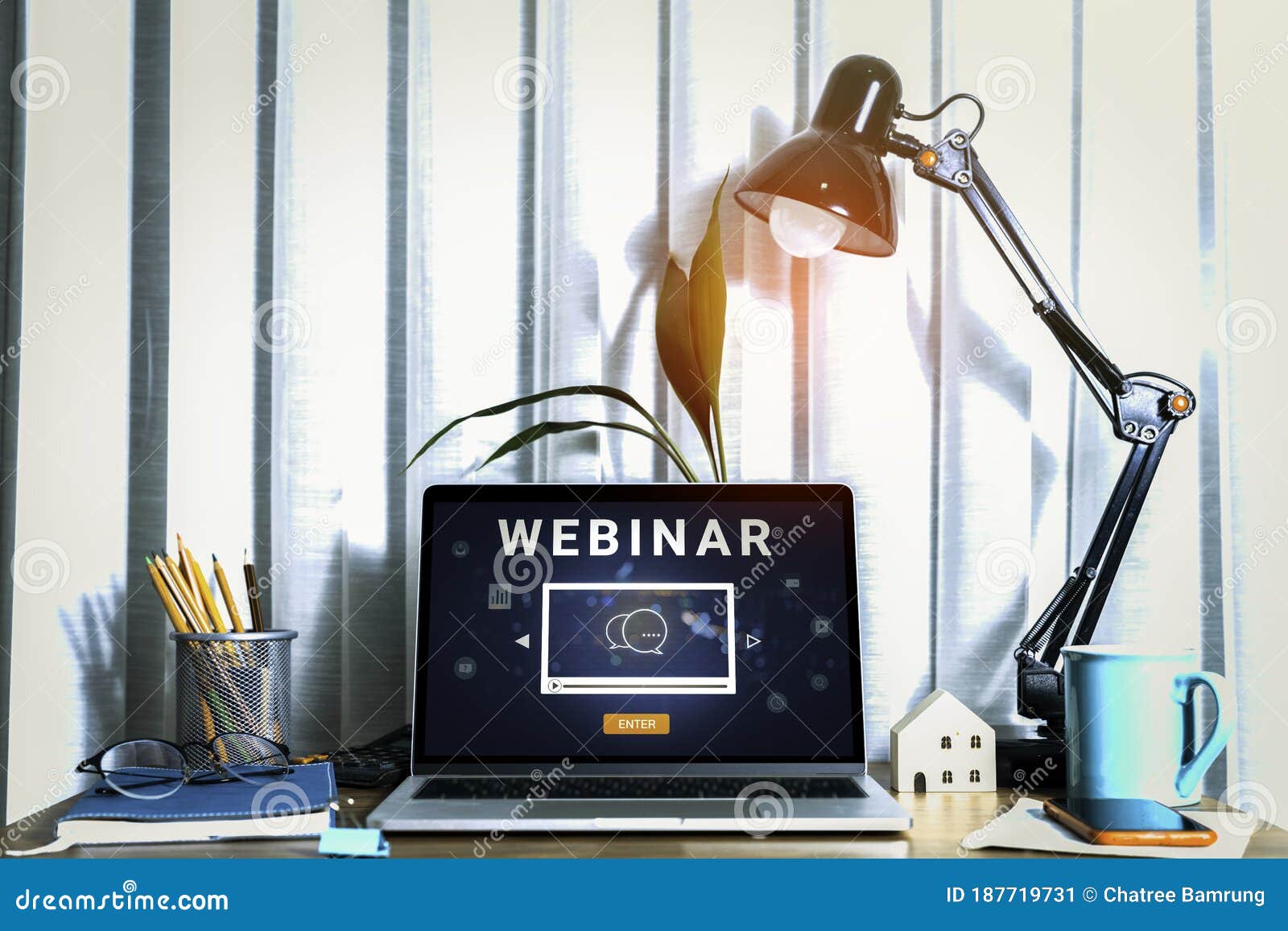 Person Using a Laptop Computer for Online Training Webinars. Stock ...