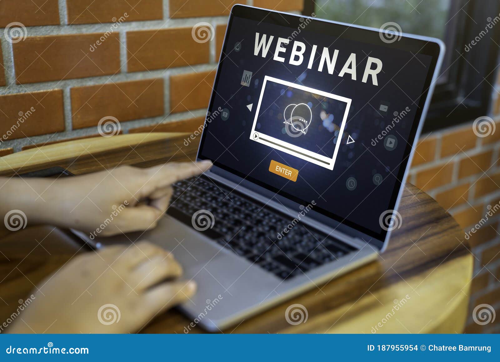 Person Using a Laptop Computer for Online Training Webinars. Stock ...