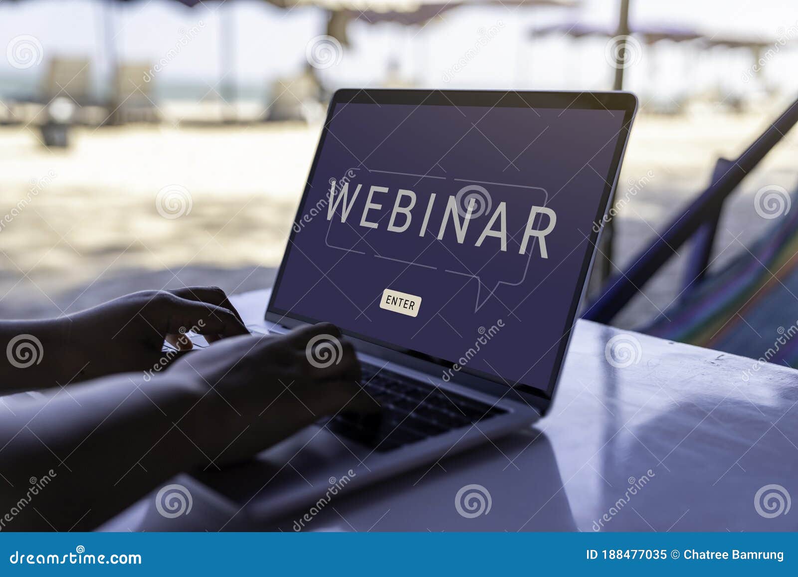 Person Using a Laptop Computer for Online Training Webinars Stock Image ...