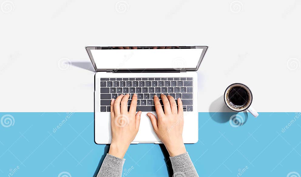 Person Using a Laptop Computer Stock Image - Image of blue, finance ...