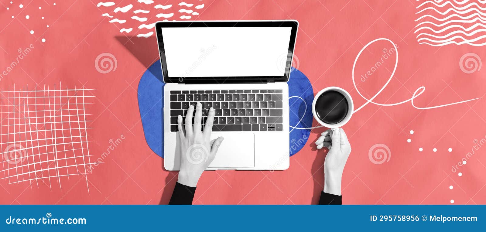 Person Using a Laptop Computer Stock Photo - Image of drawing, coffee ...