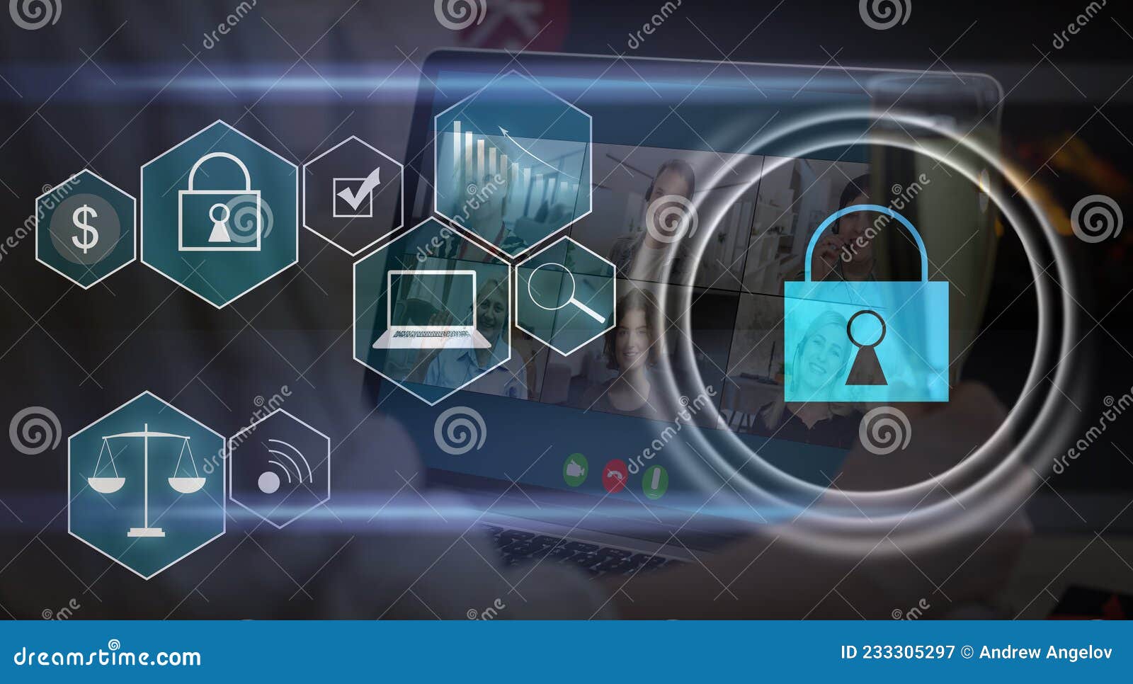 Person Using a Laptop Computer with Technology Cybersecurity and ...