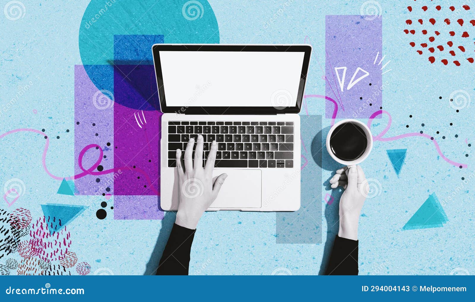 Person Using a Laptop Computer - Photo Collage Stock Image - Image of ...